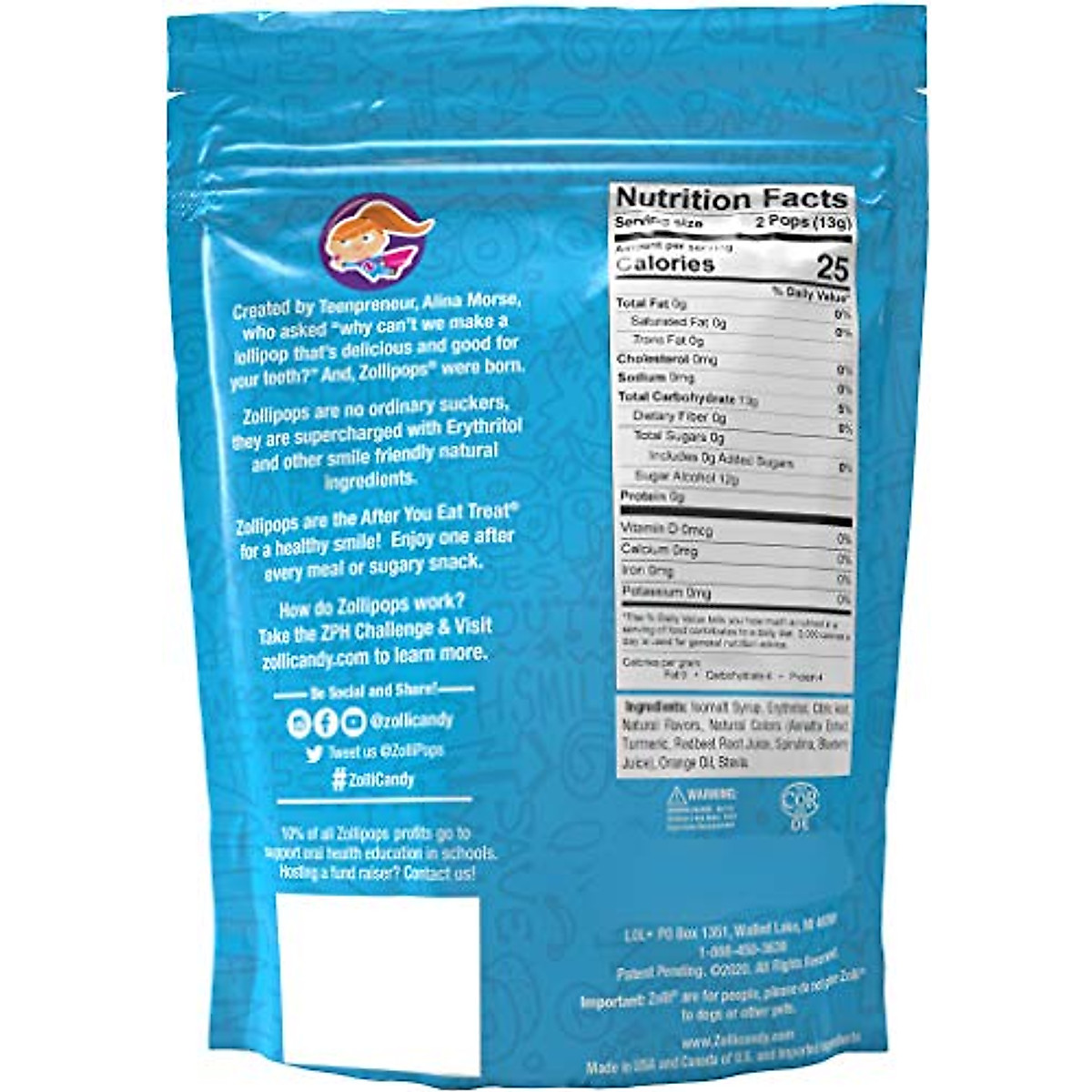 Zollipops Clean Teeth Lollipops, 5.2 Ounce (Pack of 3)