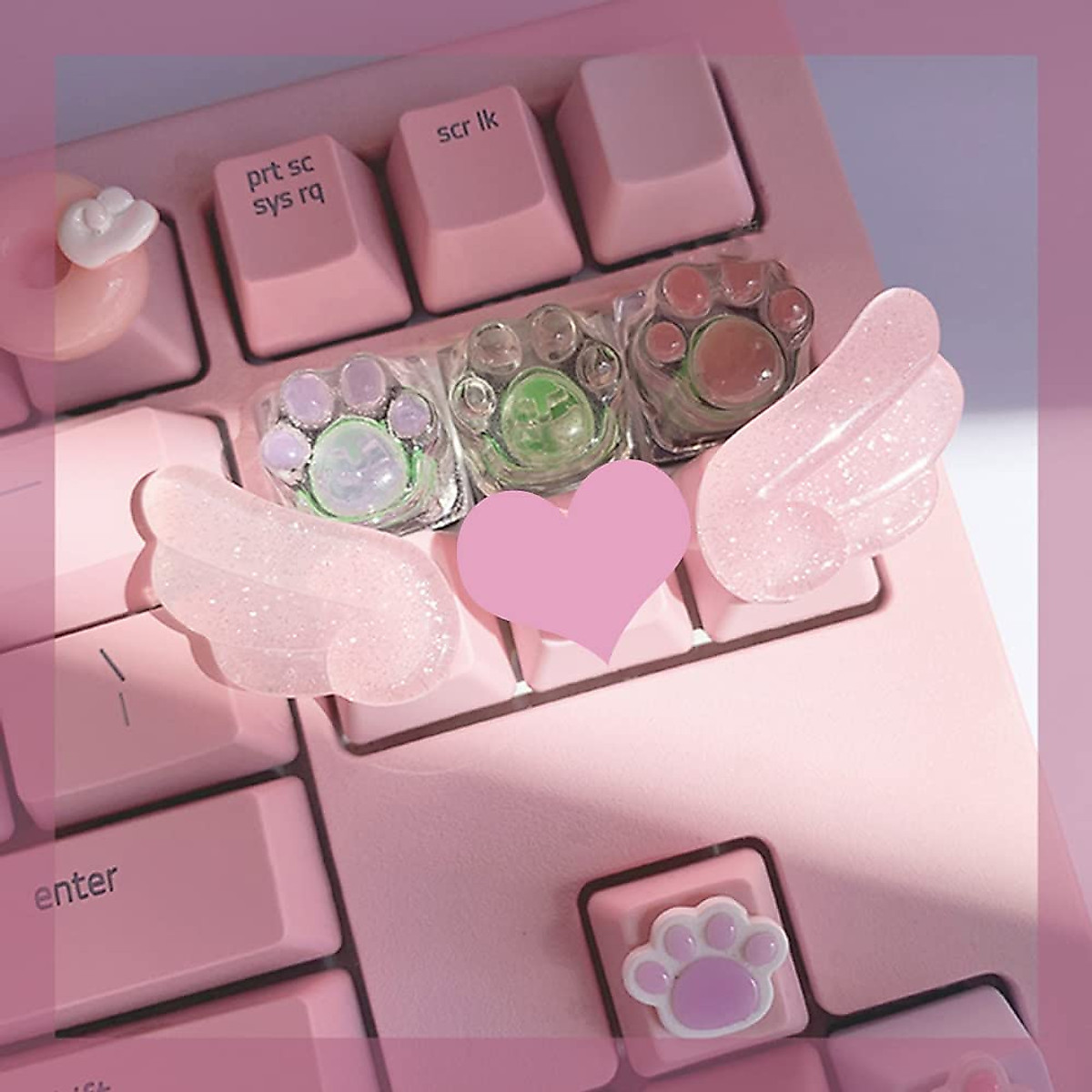 YupYay Handmade Cute Keycaps,Compatible with Cherry MX Switches Mechanical Keyboard Pink PBT Keycap,Computer Gaming Keyboards Key Caps,Artisan ESC OEM Profile R4 Key Cap (Pink)