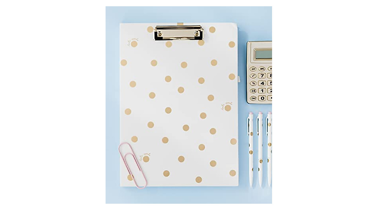 Kate Spade Gold Dot Clipboard Folio - Stylish & Professional Organizer
