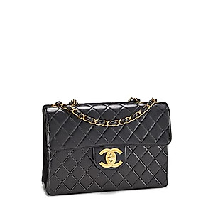 CHANEL, Pre-Loved Black Quilted Lambskin Half Flap Jumbo, Black