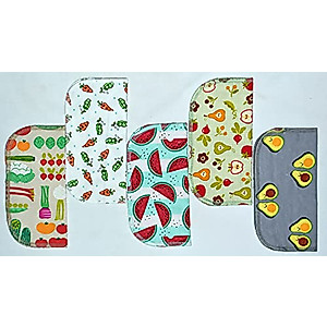 2 Ply Printed Flannel 8x8 Inches Set of 5 Little Wipes Farmers Market