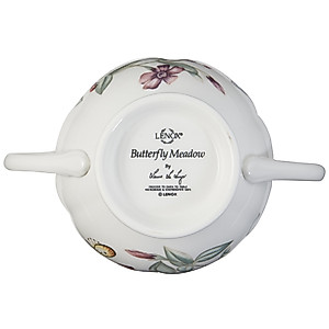 Lenox Butterfly Meadow Double Handled Sugar Bowl with Lid, White -, 1 Count (Pack of 1)