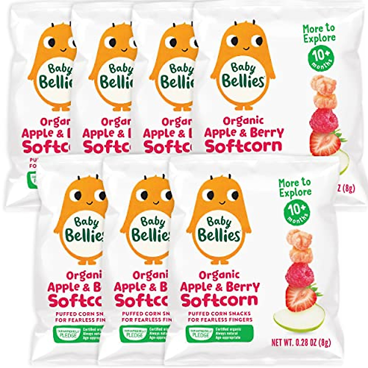 Baby Bellies Organic Apple & Berry Softcorn, 0.28 Ounce Bag (Pack of 7)