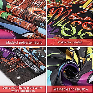 90s Backdrop for Photoshoot Hip Hop Graffiti Banner Brick Wall Retro Radio Photography Background Back to The 90’s Themed Party Decoration Studio Props 5.9 x 3.6 ft