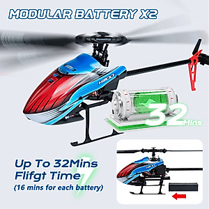 CKYSCHN 4-CH RC Helicopters, WLtoys K200 Remote Control Helicopters One Key Take Off/Landing, 2.4G Mini RC Helicopters 2 Shells 2 Battery, Hobby RTF Helicopter for Adults