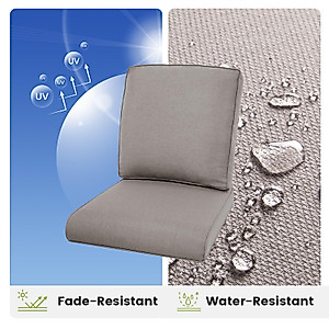 Outdoor Chair Cushions Set of 3 - Outside Durable Thick Replacement Back and Seat Cushion 22x24 with Zipper Cover for Patio Glider Rocking Chairs Loveseat Couch – Grey/Classic