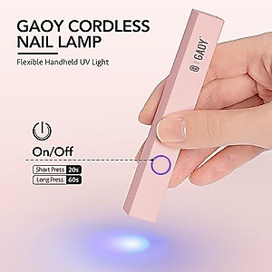 GAOY Handheld UV Light for Gel Nails, Mini Nail Light, Portable LED Nail Lamp, Cordless Rechargeable USB Nail Dryer for Fast Curing, Pink