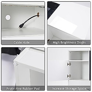 AHB 70" Fireplace TV Stand for TVs Up to 80" with 36" Electric Fireplace, TV Console for The Living Room, LED Light Entertainment Center, Storage Cabinet, Media Console Table, White