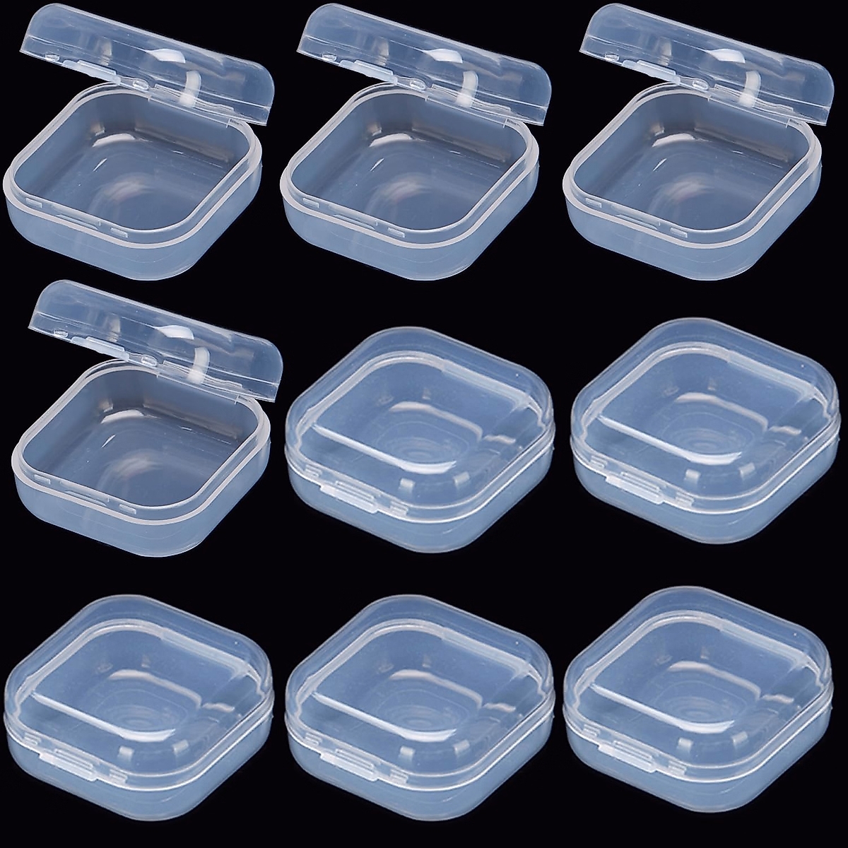 GBSTORE 10 Pcs Mini Clear Plastic Box 1.8 mm Thicken Square Jewelry Earplug Pill Storage Box Case Container with Lid for Bead Makeup Craft Project