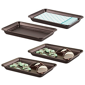 iDesign Countertop Guest Towel Tray, Bathroom Vanity Organizer-Set of 4, Bronze 4 Count