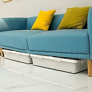 3 Pack Large Rolling Under Bed Storage Bin With Wheels, Sliding Underbed Plastic Containers With Lid Open From Both Sides. 37 x 19 x 7.3 inches