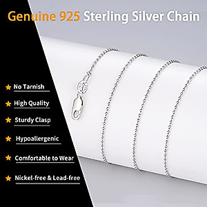 Jewlpire Solid 925 Sterling Silver Chain Necklace for Women Girls, 1.2mm Cable Chain Thin & Dainty & Sturdy Women's Chain Necklaces 18inch