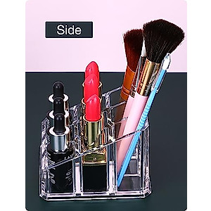 MOSIKER Lipstick Lip Gloss Organizer,Small Clear Acrylic Compact Essential Oil Rollerball Perfume Holder with 9 Slots
