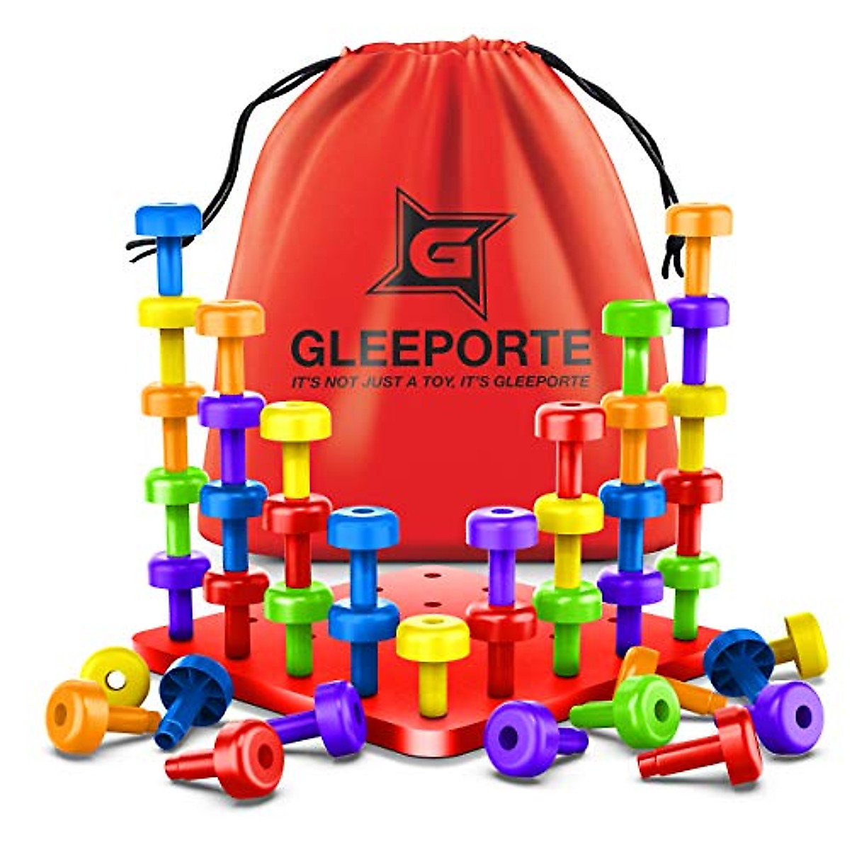 Gleeporte Stacking Peg Board Set Toy - STEM Learning Fun