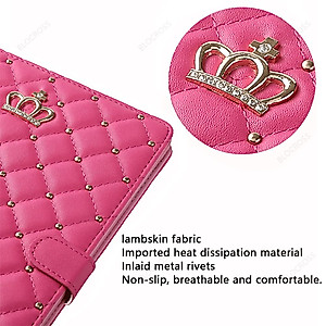 AmazFCCY Cute Crown Case for iPad 10th Generation 10.9 Inch 2022, iPad 10 Rhinestones Bling Diamond PU Leather Smart Auto Sleep/Wake Stand Shockproof for Apple iPad 10th Gen 2022 Release(Rose Red)