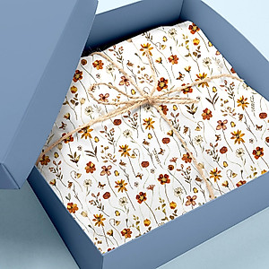 JarThenaAMCS 100 Sheets Fall Floral Tissue Paper Autumn Wildflower Gift Wrapping Paper Flower DIY Art Craft Tissue for Thanksgiving Wedding Birthday Party Decor, 14 x 20 Inch