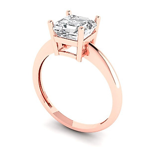 Clara Pucci 1.50 ct Asscher Cut Solitaire Stunning Lab Created White Sapphire Bridal Designer Anniversary Engagement Ring 14k Rose Gold 7