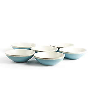 HomeVss Rock Ridge Speckled Stoneware Dinnerware Set (18pc Set, Turquoise and Ivory)