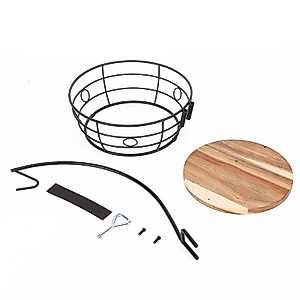 Livabber Countertop Fruit Basket Bowl with Banana Hanger, Modern Standing Fruit Vegetable Bowl Storage, with Banana Tree Holder for Kitchen Dinning Table (Round Wood, Black)