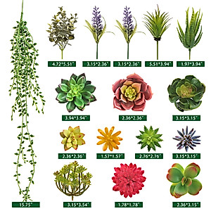 Gardlike 16 Pcs Artificial Succulents Plants Unpotted Fake Plants for Home Garden Office Table Wall DIY Decoration