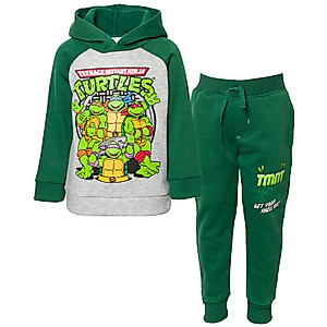 Teenage Mutant Ninja Turtles Michelangelo Raphael Leonardo Big Boys Fleece Pullover Hoodie Pants Gray/Green 14-16