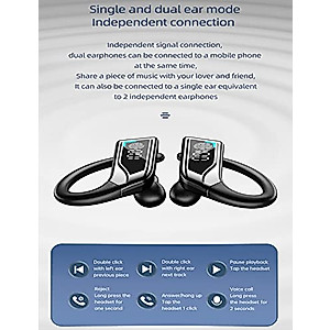 KEMBO B01 Wireless Earbuds Earhooks AI Intelligent Noise Cancelling Earbuds Built-in Mic Waterproof Bluetooth Headphone Touch Control High Sound Quality Over-Earbuds for Android iPhone Apple Samsung