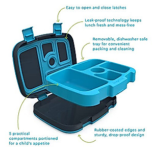 Bentgo® Kids Prints Leak-Proof, 5-Compartment Bento-Style Kids Lunch Box - Ideal Portion Sizes for Ages 3 to 7 - BPA-Free, Dishwasher Safe, Food-Safe Materials (Dinosaur)