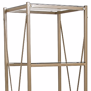 Flash Furniture Mar Vista Collection 4 Shelf 64"H Cross Brace Glass Bookcase in Matte Gold