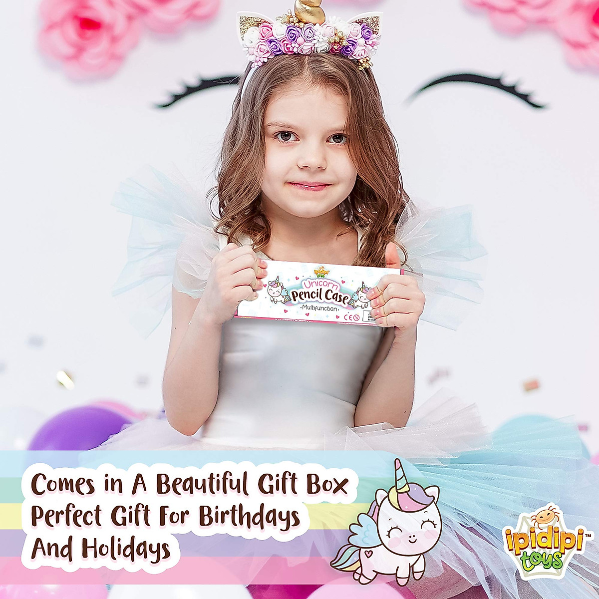 Pop Up Unicorn Pencil Case for Kids, Multifunction Stationery Organizer Box with Calculator, Sharpener, and Pencils, Cute School Supplies, Best Birthday Present for Girls and Teens in Gift Box