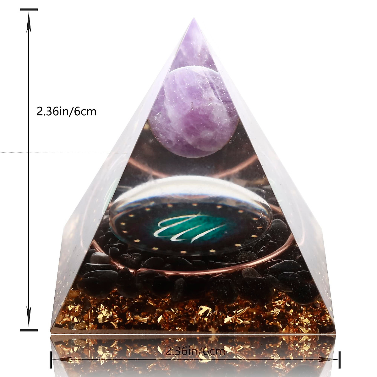 12 Zodiac Orgone Crystal Pyramid, Natural Amethyst with Obsidian,Healing Crystals Pyramid for Protection Chakra, Unique Constellation Pyramid for Positive Energy, Healing Money Health(Virgo)