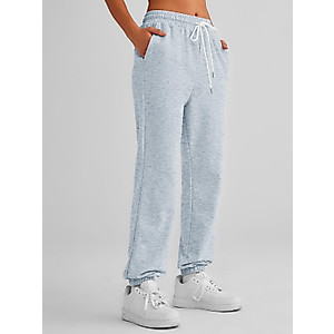 AUTOMET Women's Cinch Bottom Sweatpants Athletic Joggers Lounge Pants with Pockets Grey M