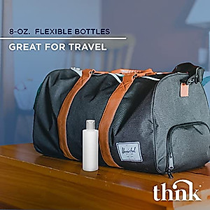 THNK, Plastic Bottle Squeeze Containers with Disc Top, Reusable, Refillable, Perfect for Hand Sanitizers, Lotions, Shampoo, Conditioner, and On-The-Go Liquids (5-Pack, 8-oz)