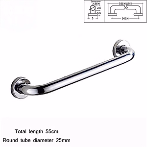 XHALERY Shower Aids,Safety Grab Rails,Bathroom Support Handle,Pure 304 Stainless Steel Bathtub Armrest,Bathtub,Toilet, Bathroom,Kitchen,Stairway Handrail (Color : Silver, Size : 45CM)