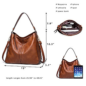 Hobo Handbags for Woman Crossbody Large Bag for Ladies Shoulder Vegan Fashion Leather Tote (Style2-Claret)