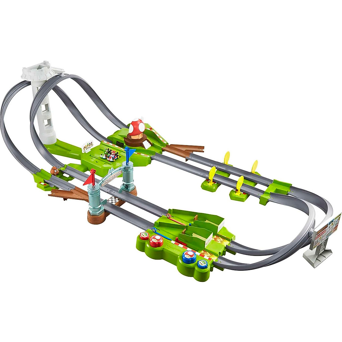 Hot Wheels Mario Kart Circuit Track Set & 2 Toy Vehicles, Racing Playset Includes Booster, Plus Mario & Yoshi Karts (Amazon Exclusive)