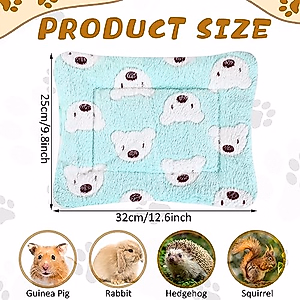 Tuanse 4 Pack Guinea Pig Bed Mat Bedding Rabbit Winter Bed Pad for Indoor Warm Small Animal Mattres Fleece Sleeping Pad for Hedgehogs Bunny Ferrets Hamster(Bear,13 x 10 Inch)