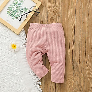 Lala Bear Infant Baby Girl 3 Pack Solid Pants and Casual Leggings Pink & White & Grey 0-3 Months
