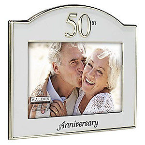Malden International Designs Wedding 50th Anniversary Two Tone Picture Frame, 4x6, Gold/Silver