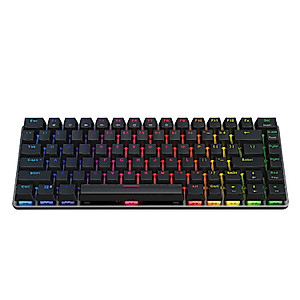 FIRSTBLOOD ONLY GAME. AK33 Geek RGB Mechanical Keyboard, 82 Keys Layout, Black Switches, LED Backlit, Aluminum Portable Wired Gaming Keyboard, Pluggable Cable, for Games Work and Daily Use, Black