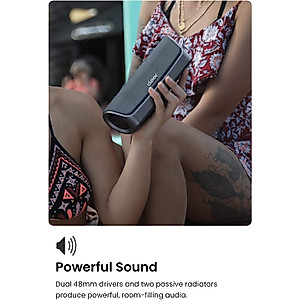 Cleer Scene Portable Bluetooth Speaker,IPX7 Waterproof,Powerful Sound and Deep Bass,Built-in Echo and Noise Canceling Microphone,12 Hours Battery,for Office,Home,Outdoors and Travel-Grey