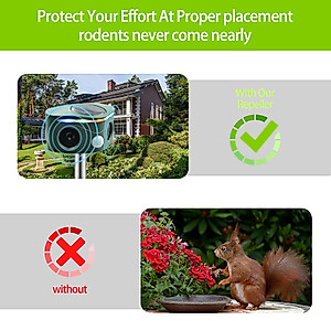 Ultrasonic Solar Animal Repeller for Yard, 5 Modes Outdoor Cat Repellent Squirrel Repellent with Motion Sensor & Flashing Light, Animals Deterrent for Squirrel Bird Deer Cat Skunk Dog for Yard Garden