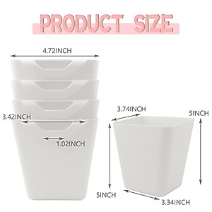 Vmiapxo 5 Pack Hanging Storage Containers, White Plastic, 4.5 x 4.5 x 5.12 inches, Hanging Bins, Cup Holder, Craft Supplies Organizer