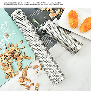Cylindrical Fruit Wood Pellet Smoker Tube for Outdoor Camping and BBQ (15.3cmx5.3cm)