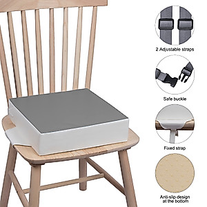 Toddler Booster Seat Dining, PU Washable 2 Straps Safety Buckle Kids Booster Seat for Dining Table, Portable Travel Increasing Cushion…