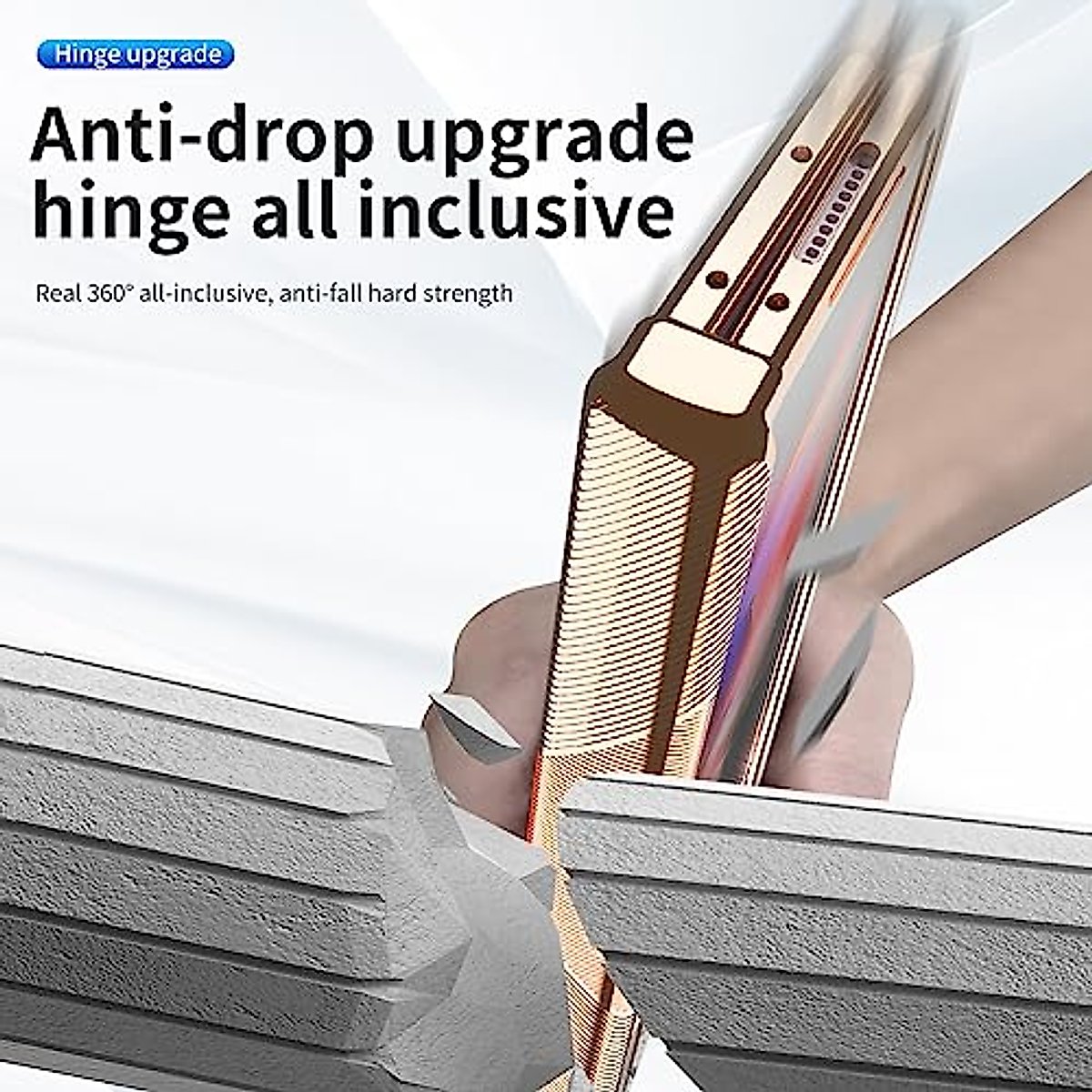 PUROOM for Samsung Galaxy Z Fold 5 Hinge Coverage Protective Case Transparent Plating PC with Pen Holder Kickstand Screen Protector All-Inclusive Case (z fold 5, Gold)