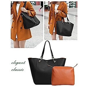 ALIDIA Tote Handbags for Women Large Capacity Bags Waterproof Faux Leather Crossbody Travel Purse Work Satchel Shoulder Bags,Black