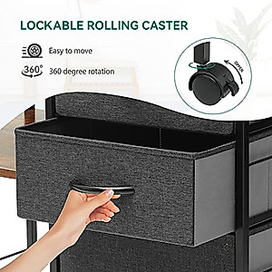 YITAHOME 3 Drawer Lateral File Cabinet, Mobile Printer Stand with Open Storage Shelf, Fabric Filing Cabinet for Home Office, Rolling File Cabinet Fits A4/Letter Size, Dark Grey