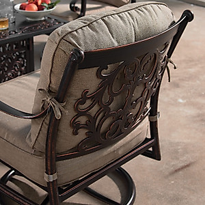 Oakland Living Aluminum Outdoor Swivel Club Finish with Thick Tan Polyester Cushions (Set of 2) Deep Seating Rocking Chairs, Antique Copper