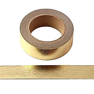 Syntego Solid Foil Washi Tape Decorative Self Adhesive Masking Tape 15mm x 10 Meters (Gold)