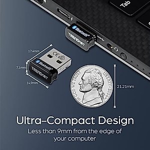 TRENDnet Micro Bluetooth 5.0 USB Adapter, Supports Basic Rate(BR), Bluetooth Low Energy(BLE), Enhanced Data Rate(EDR), 100m (328ft.) Range, Supports Windows OS, Black, TBW-110UB (Pack of 1)